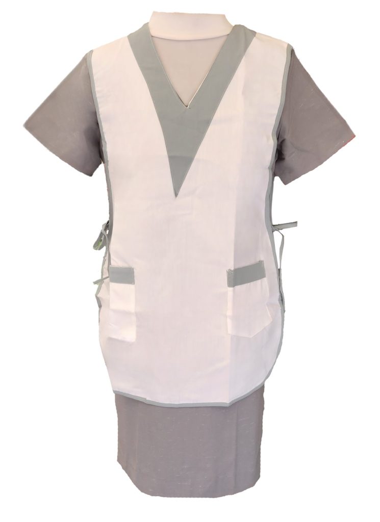 Pechera blanco con aplicación gris – UNIFORMES GLOBO